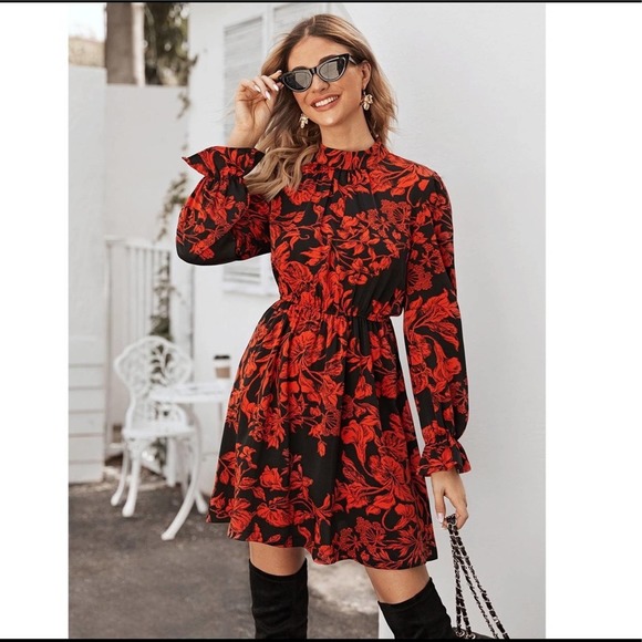 Boutique | Dresses | Fierce In Floral Flounce Sleeve Dress | Poshmark